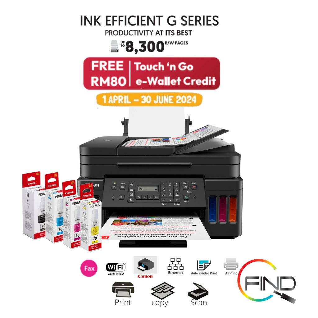 Canon PIXMA G7070 AIO All-In-One with Fax (Print/Scan/Copy/Fax) Refillable Ink Tank System ...