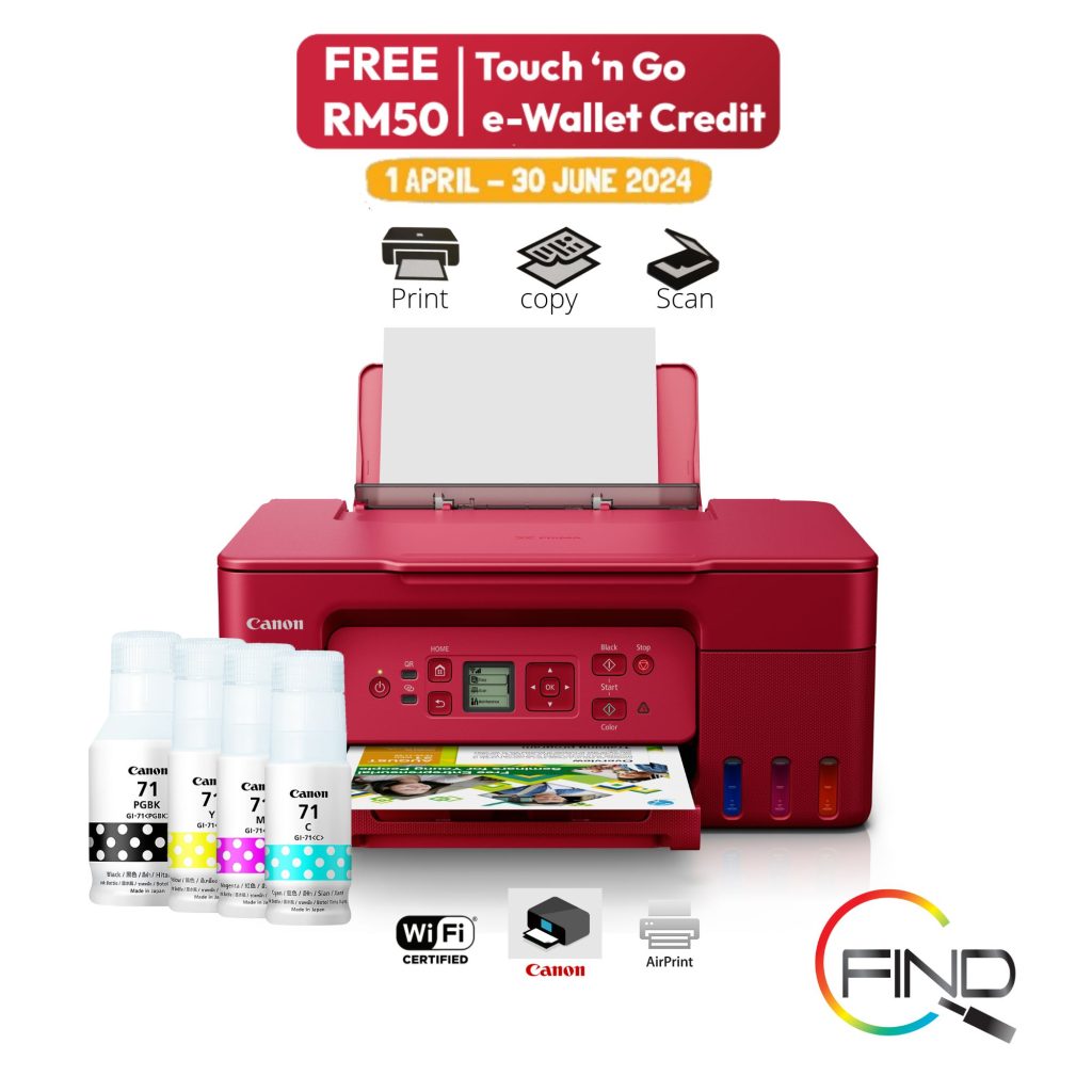 Canon PIXMA G3770 AIO A4 Printer (Red) Print/Scan/Copy Wireless ...