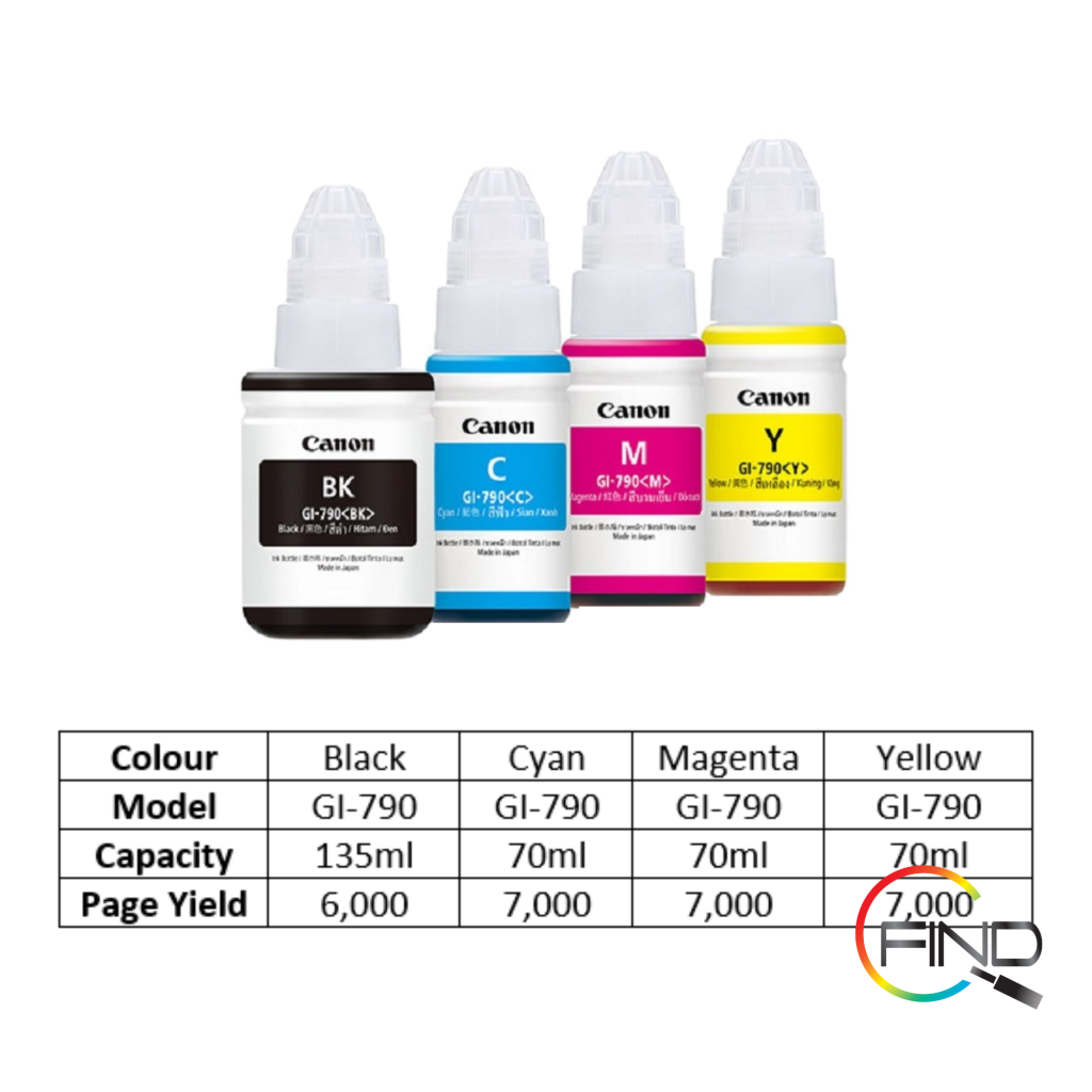 Canon GI-790 (BK/C/M/Y) FOR G1000/G1010/G2000/G2010/G3000/G3010/G4000 ...