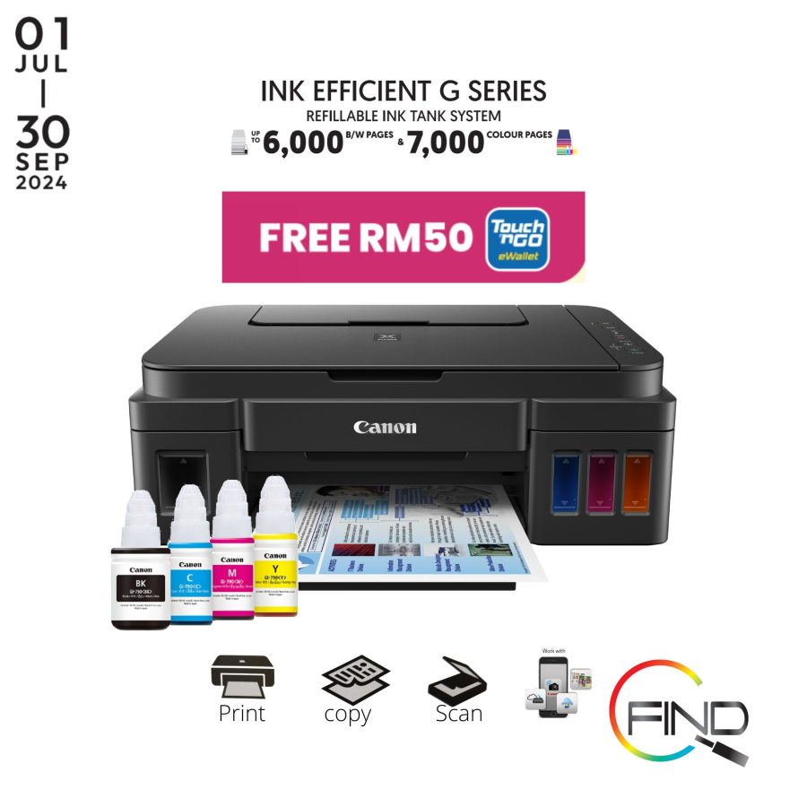 CANON PIXMA G3000 AIO ALL IN ONE (PRINT/SCAN/COPY) REFILLABLE INK TANK ...