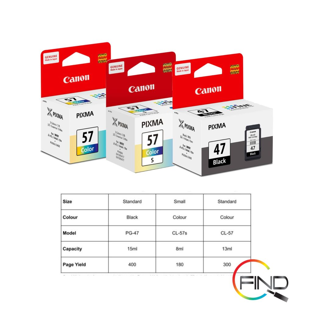 Canon PG-47 Black / CL-57S / CL-57 Color cartridge for E400/410/460/470 ...